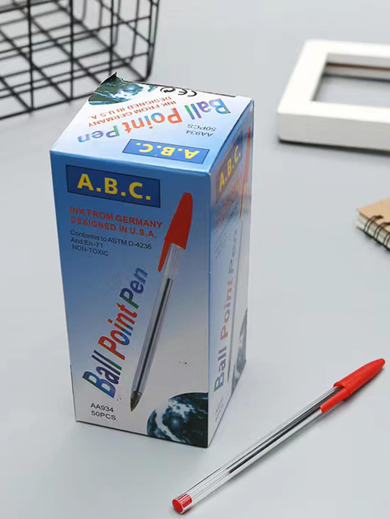 50pcs Solid Ballpoint Pen, Basic Portable Writing Pen For School ...