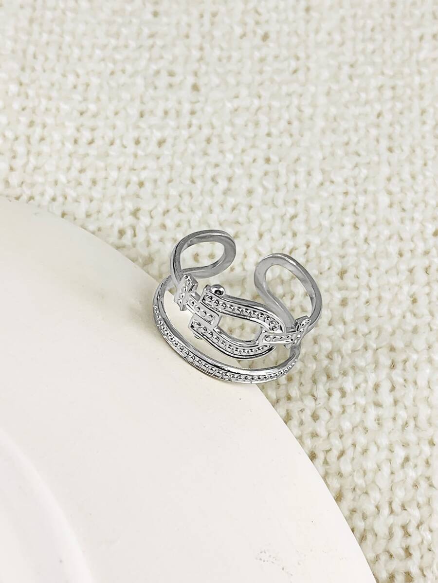 Horseshoe Buckle Decor Cuff Ring | SHEIN USA