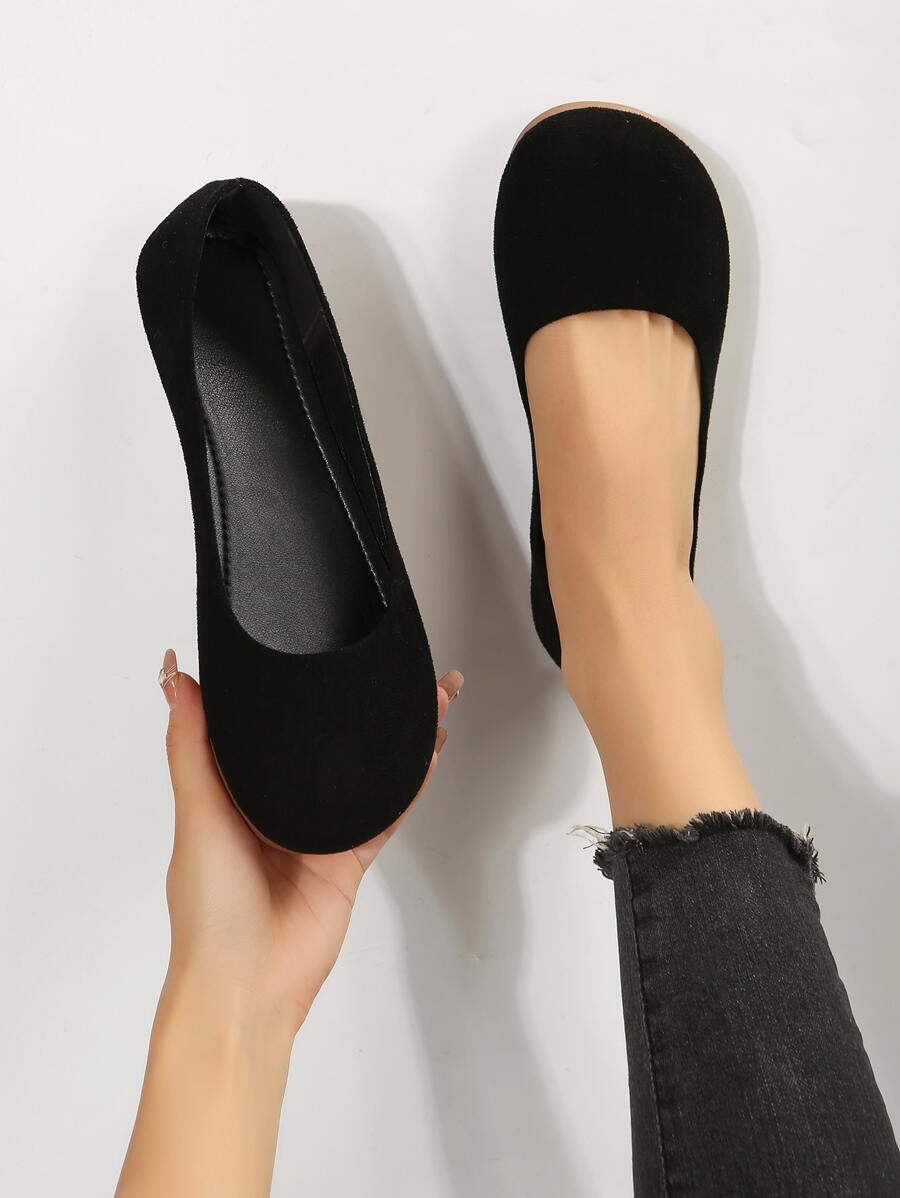 Minimalist Slip-On Ballet Flats,Women's New Autumn-Style Black Round ...