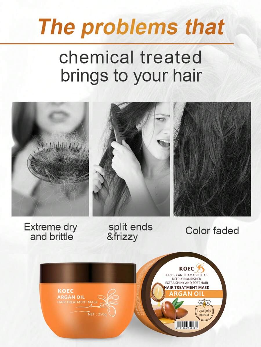 KOEC KOEC Argan Oil Hair Treatment Mask 250g, Deep Conditioner For Dry ...