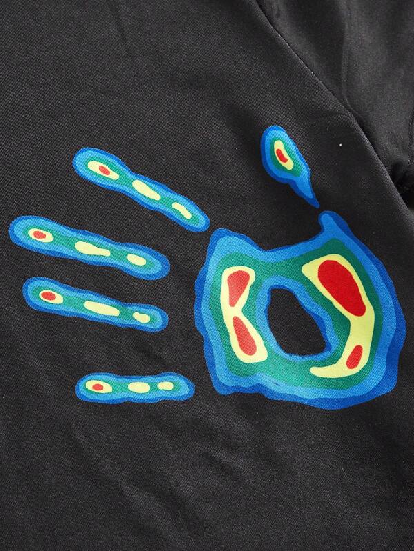 Alice Hand Print Crop Tee | SHEIN UK