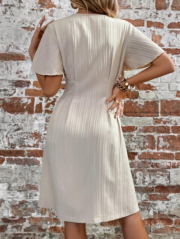 SHEIN LUNE Solid Button Front A-line Dress | SHEIN UK