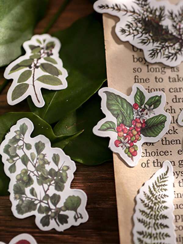 50pcs Leaf Pattern Assorted Sticker, Simple Multi-purpose Sticker For ...