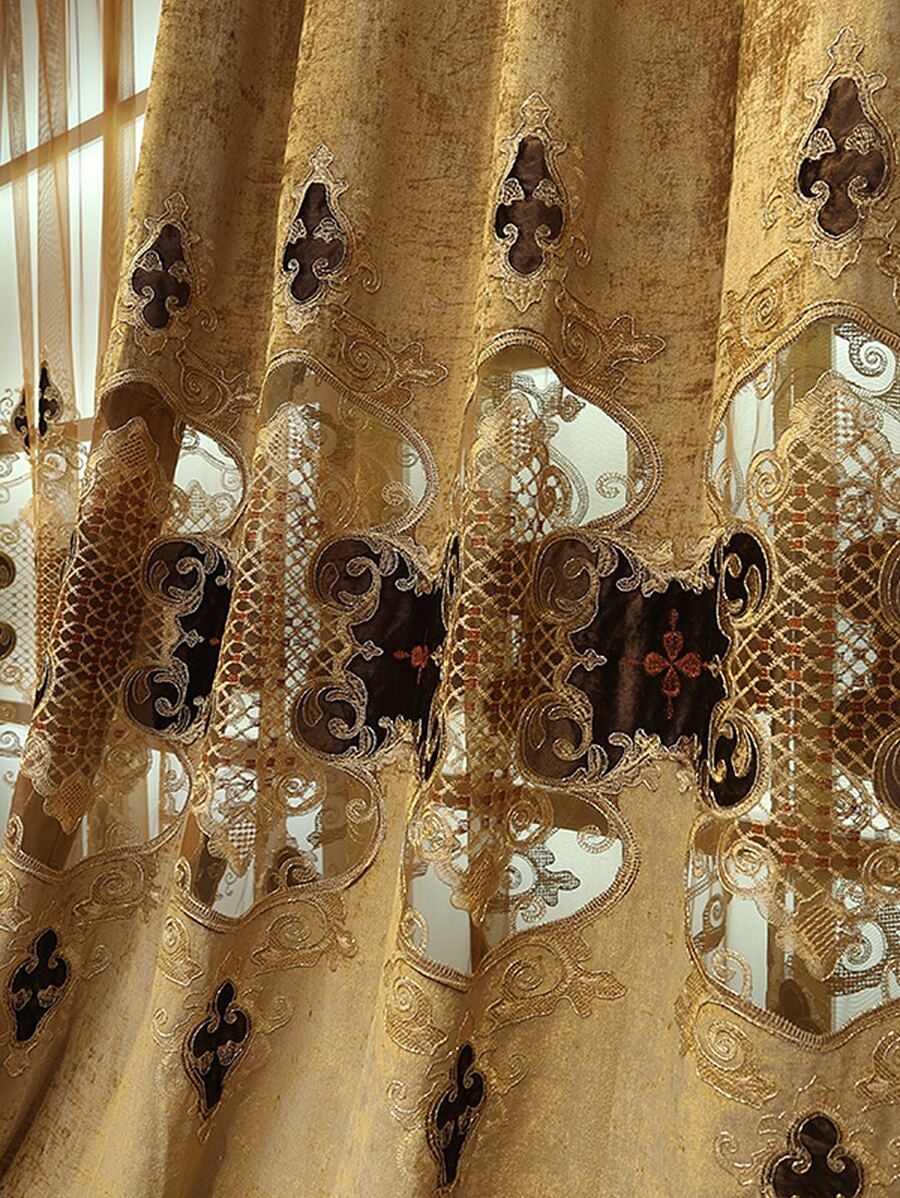 Scroll Embroidered Single Panel Curtain | SHEIN USA