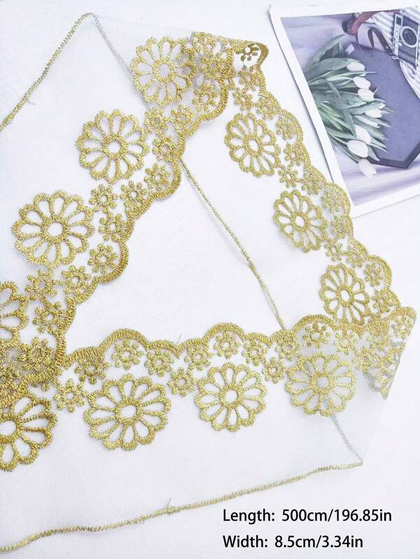 1roll Flower DIY Webbing, Embroidered Polyester Garment Decoration For ...