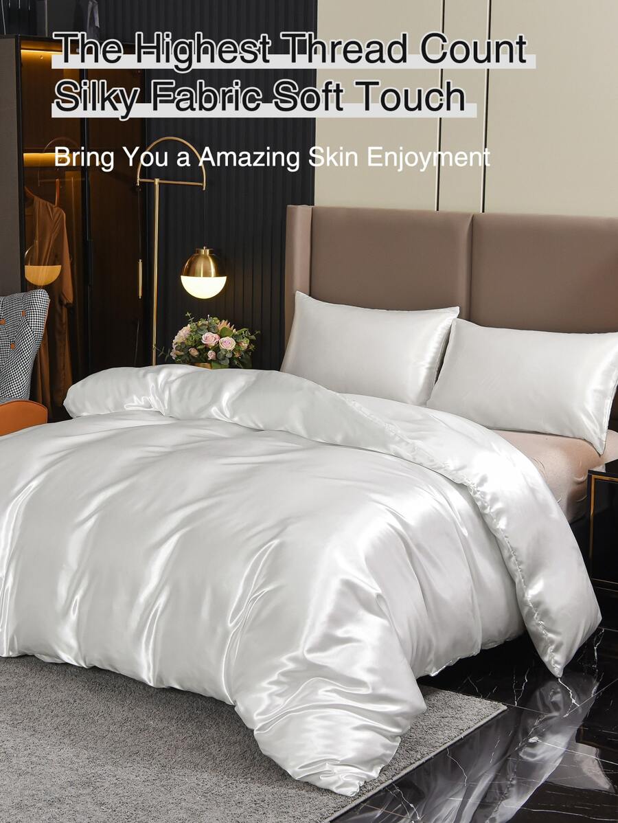 3pcs/set Pure Solid Color Duvet Cover Set Including 1 Duvet Cover And 2 ...