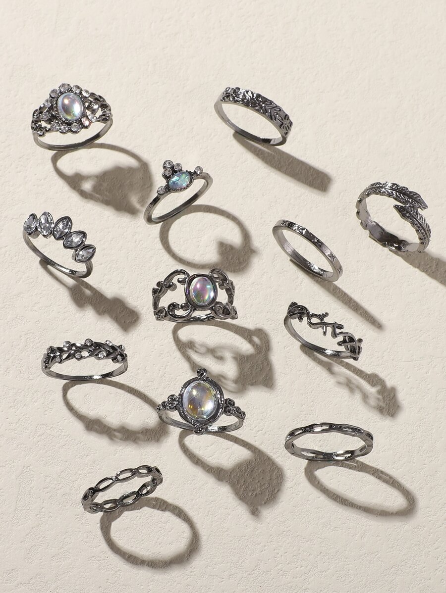 12pcs/set Rhinestone Decor Ring | SHEIN USA