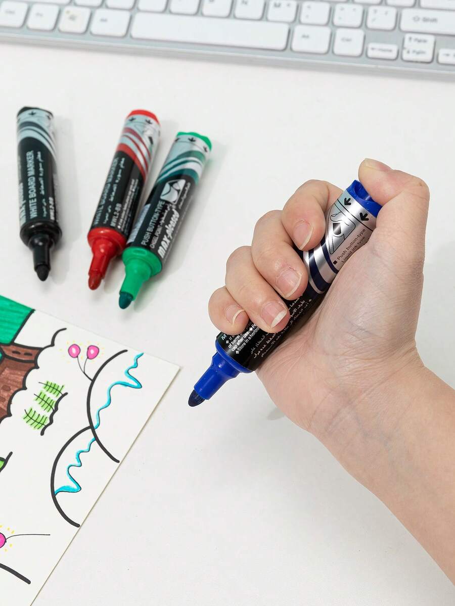 4pcs Mixed Color Mini Marker Pen, Simple Multi-purpose Permanent Marker ...