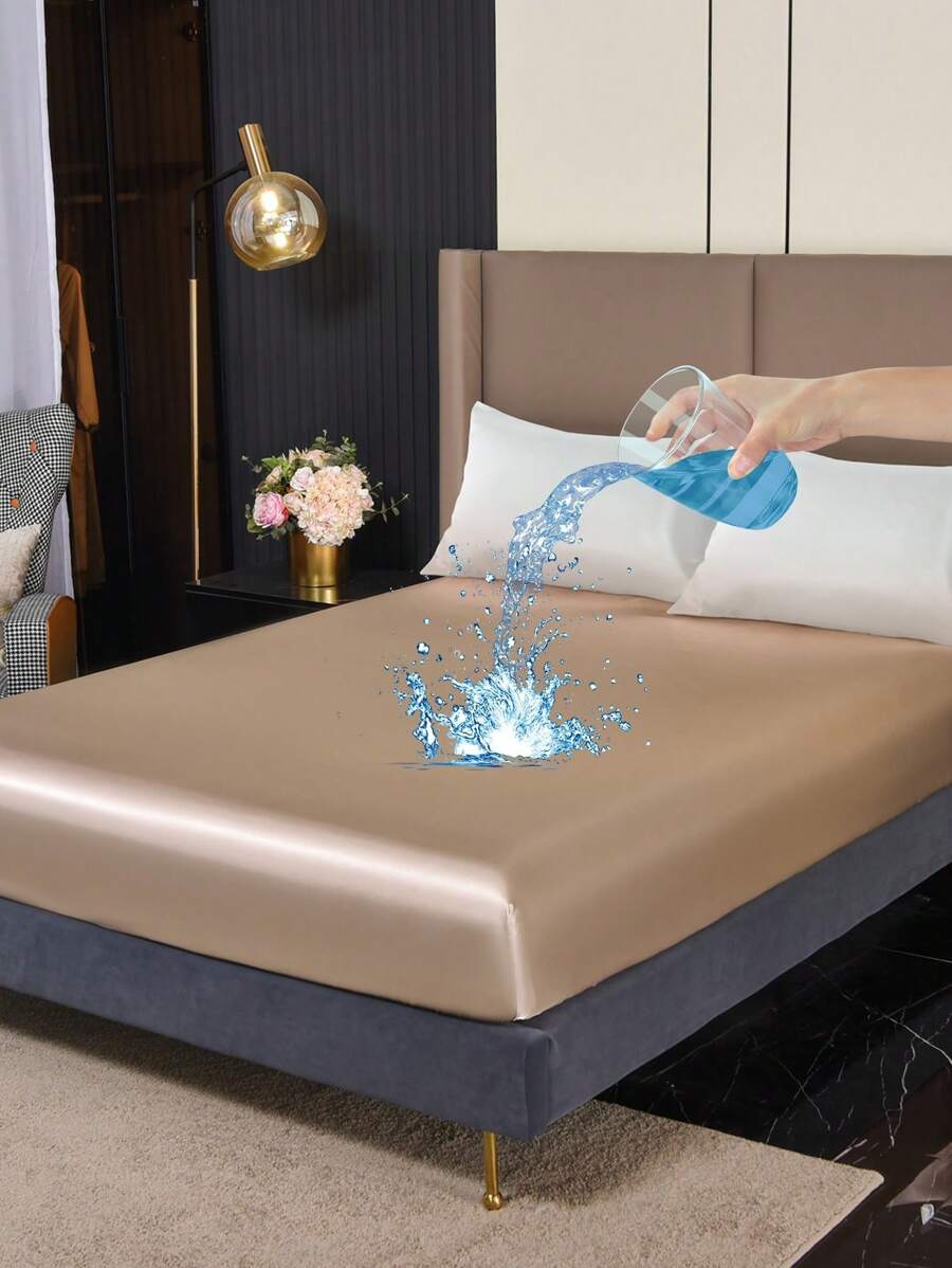 Solid Color Waterproof Fitted Sheet | SHEIN USA