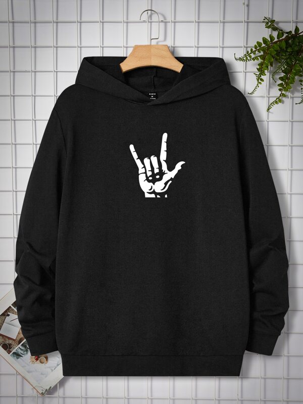 Manfinity LEGND Men Cotton Hand Print Hoodie | SHEIN USA