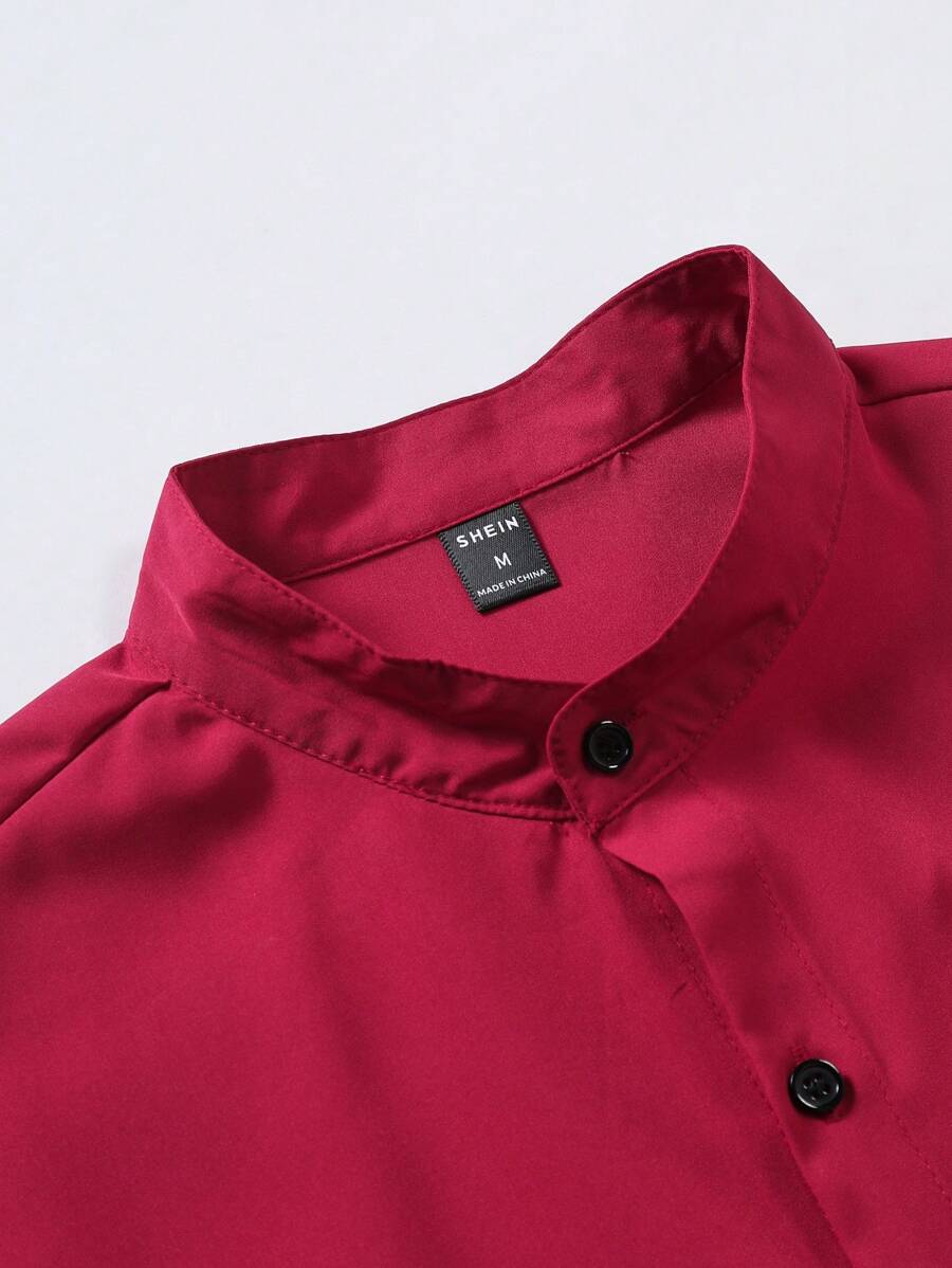 Manfinity Homme Men Mock Neck Button Up Shirt | SHEIN USA