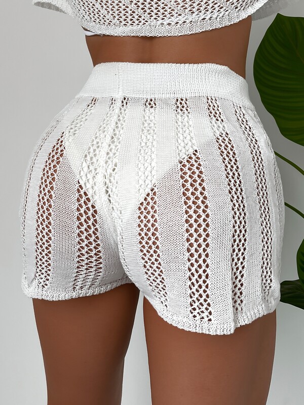 Shein Swim Bohofeel Hollow Out Drawstring Waist Cover Up Shorts Shein Usa