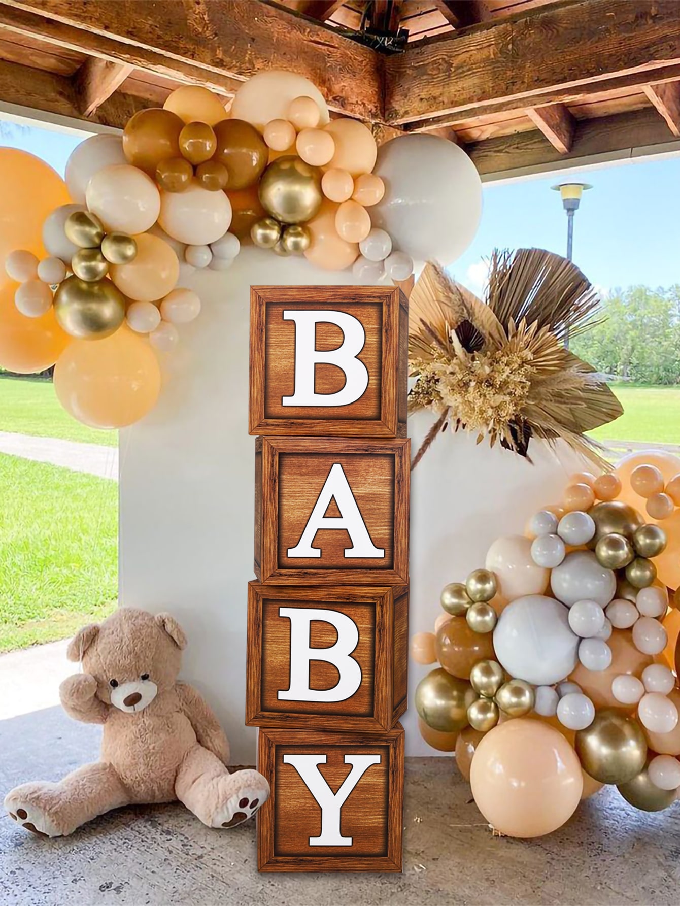 4pcs Paper Balloon Box, Modern Letter Graphic Balloon Storage Box For Home