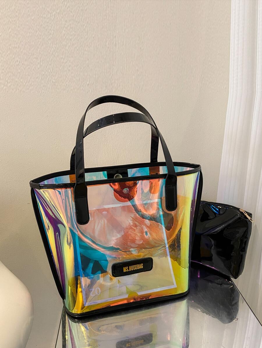 2pcs/set Transparent Pvc Tote Bag | SHEIN USA