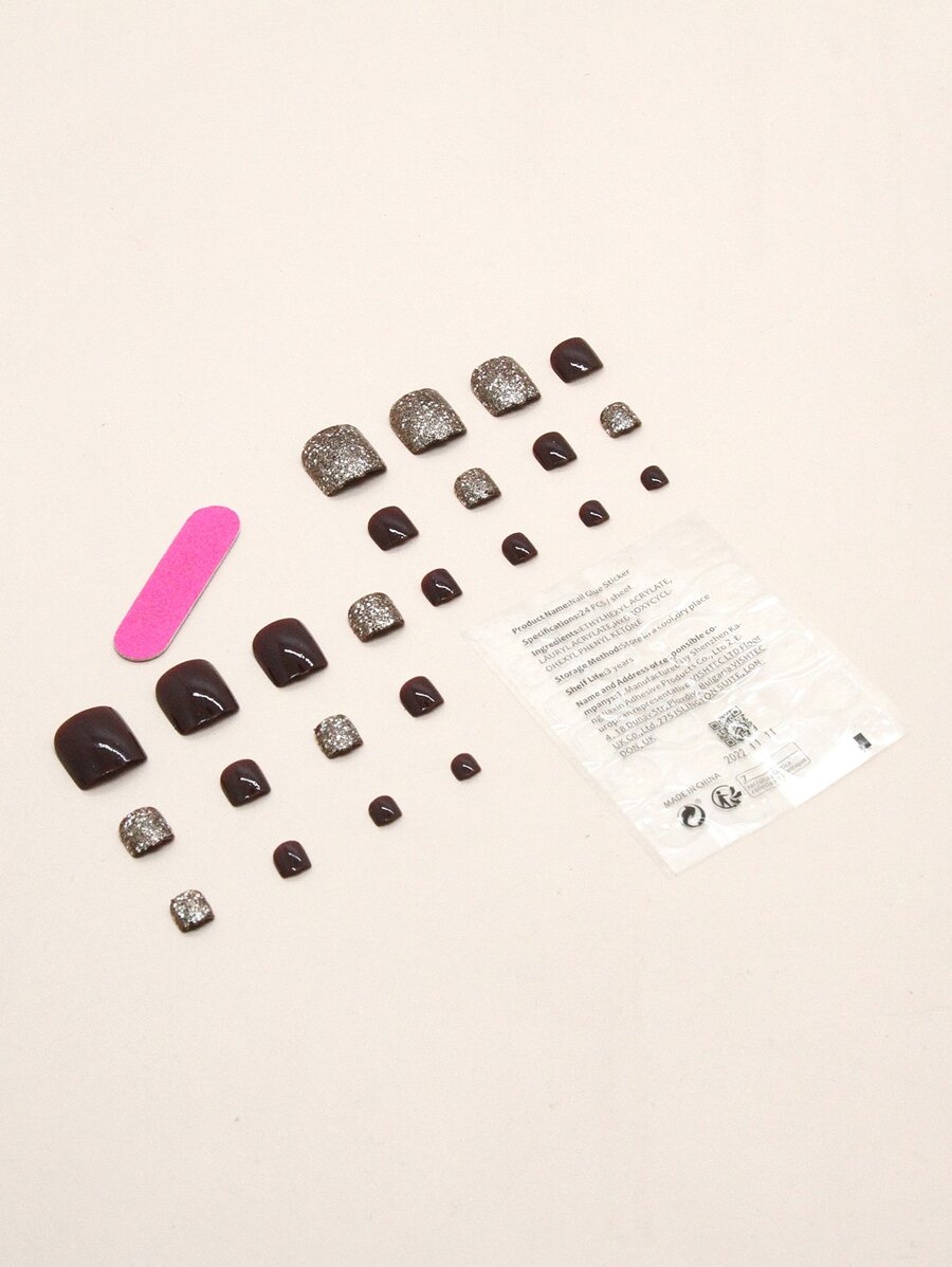 Transform Your Nails with 24pcs Short Square Red Glitter Fake Toenail ... Transform Your Nails with 24pcs Short Square Red Glitter Fake Toenail ...