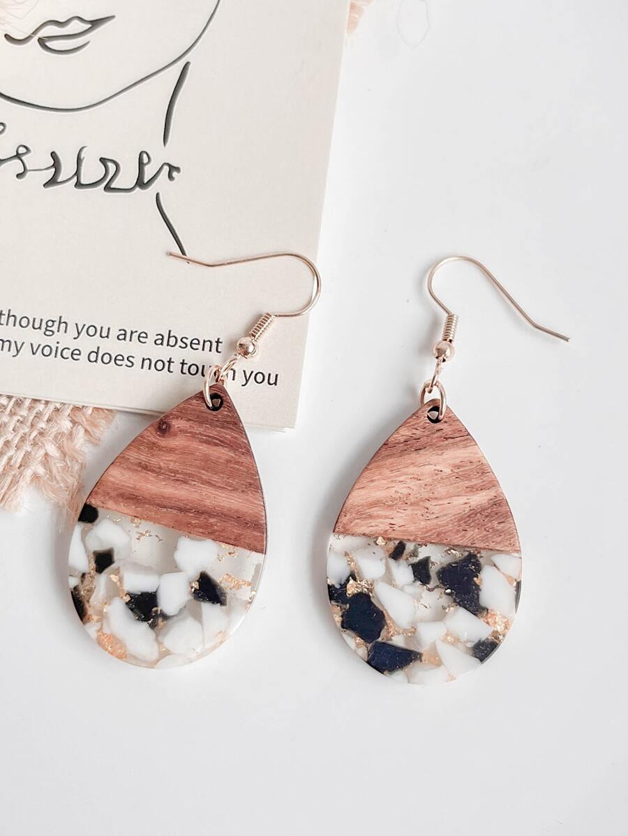 Wooden Water Drop Earrings | SHEIN USA