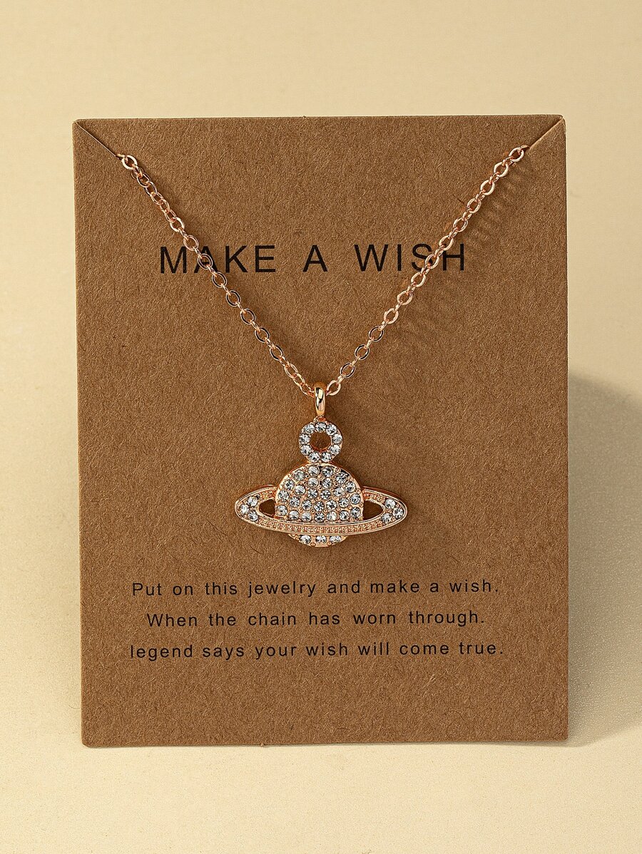 Rhinestone Planet Charm Necklace | SHEIN USA