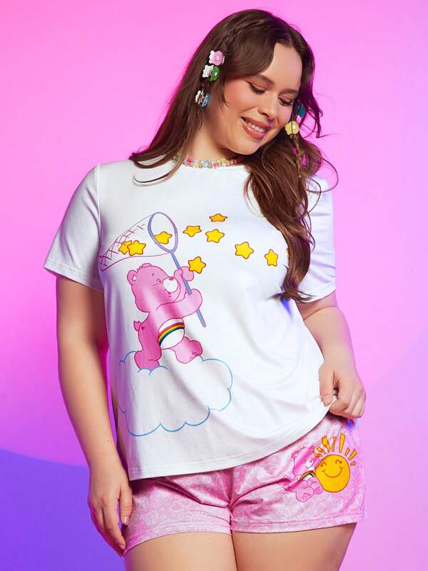 Shein X Care Bears Plus Bear And Star Print Pj Set Shein Usa