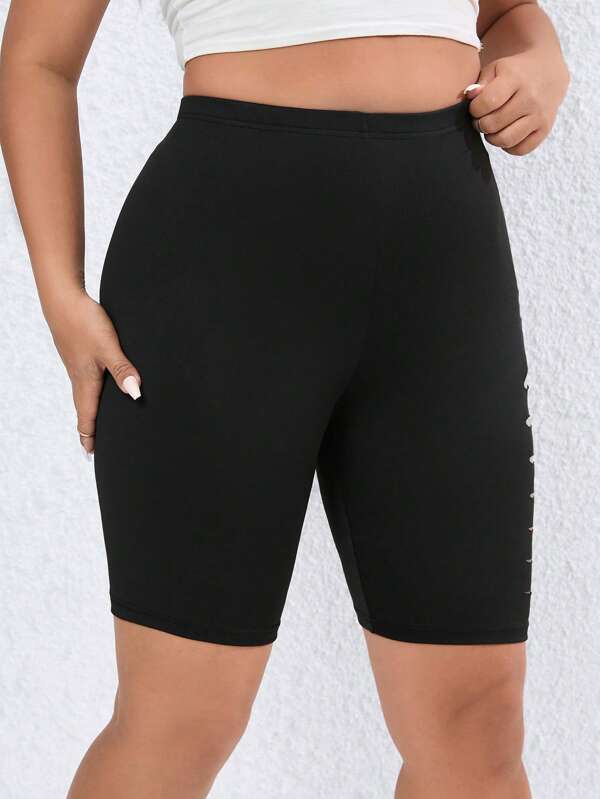 SHEIN Unity Plus Ladder Cut Out Biker Shorts | SHEIN USA