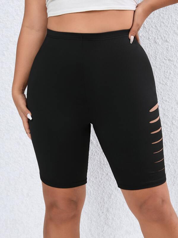 SHEIN Unity Plus Ladder Cut Out Biker Shorts | SHEIN USA