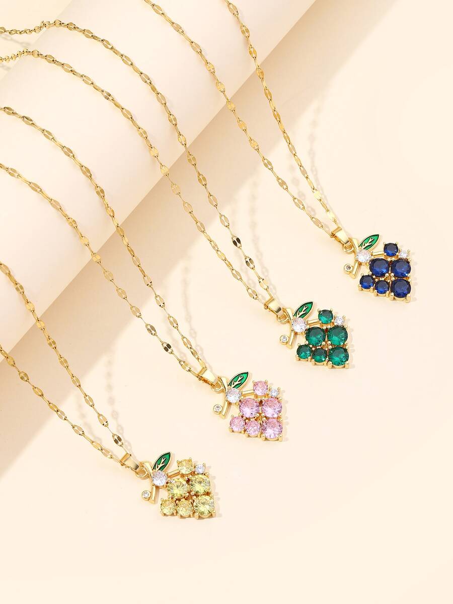 Cubic Zirconia Grape Charm Necklace | SHEIN USA