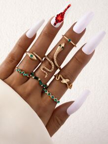 7pcs/set Snake Decor Ring | SHEIN USA
