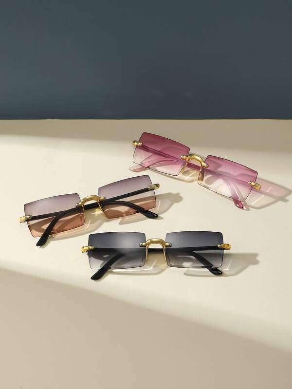 3pairs Women Rimless Square Frame Boho Sunglasses Travel Accessories ...