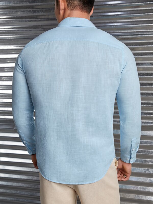 Manfinity Homme Hombres Camisa algodón unicolor con botón | Mode de ...