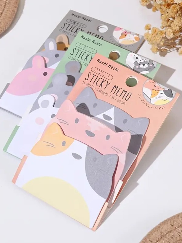 1set Cat Design Sticky Note, Cute Multi-purpose Easy To Post Sticky ...