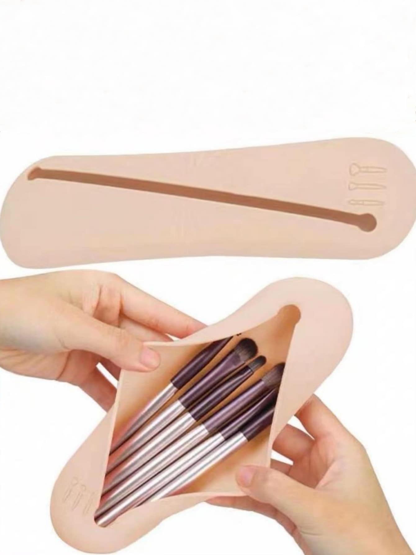 1pc Black Makeup Brush Storage Case, Creative Oval Shaped Portable ...