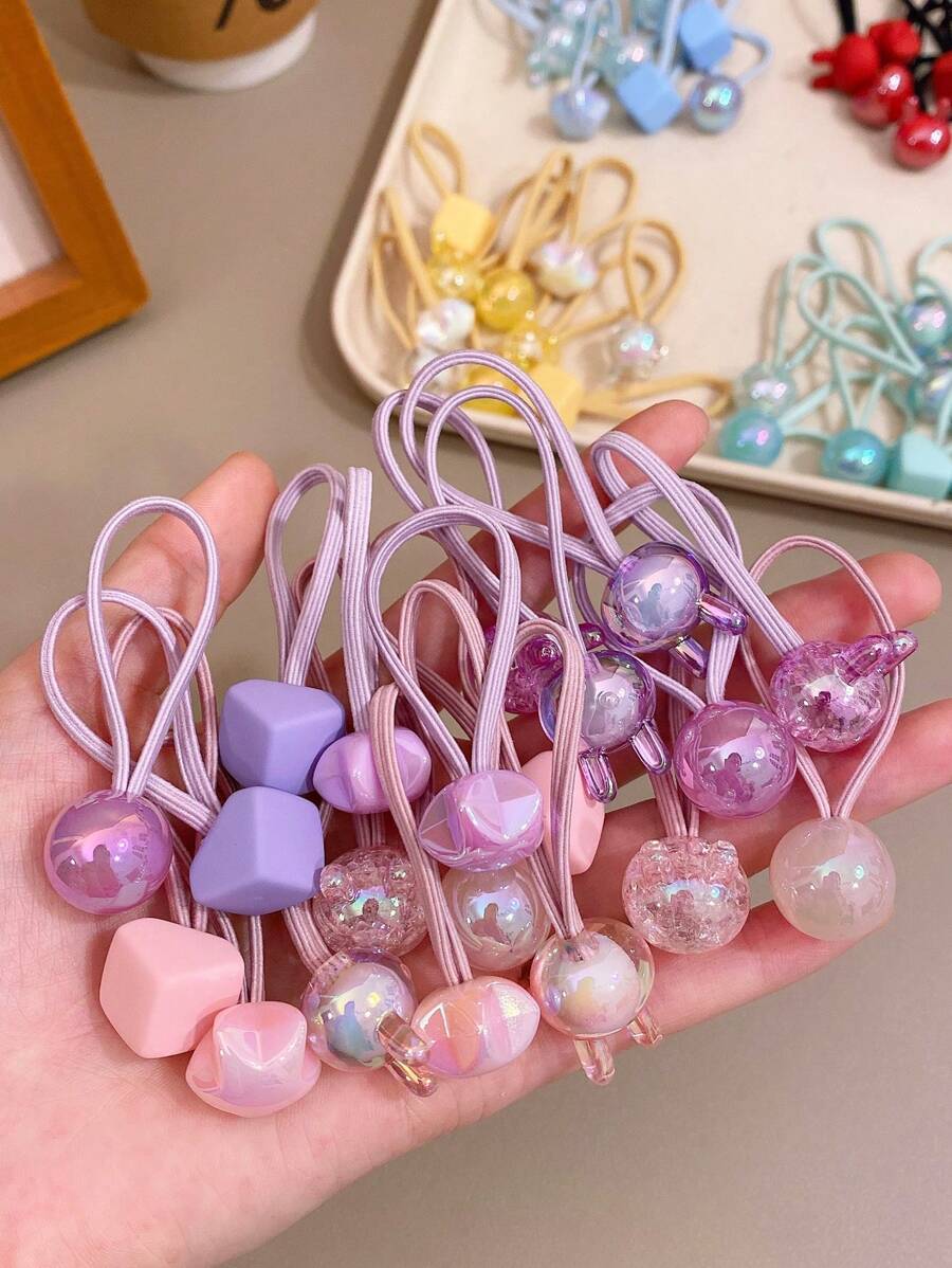 20pcs Girls Bead Decor Hair Tie For Hair Decoration | SHEIN USA
