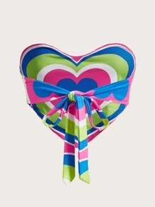 SHEIN ICON Rave Heart Print Bandana Hem Crop Tube Top | SHEIN USA
