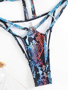SHEIN Swim SXY Bikini triangulaire ras-du-cou à imprimé python | Mode ...