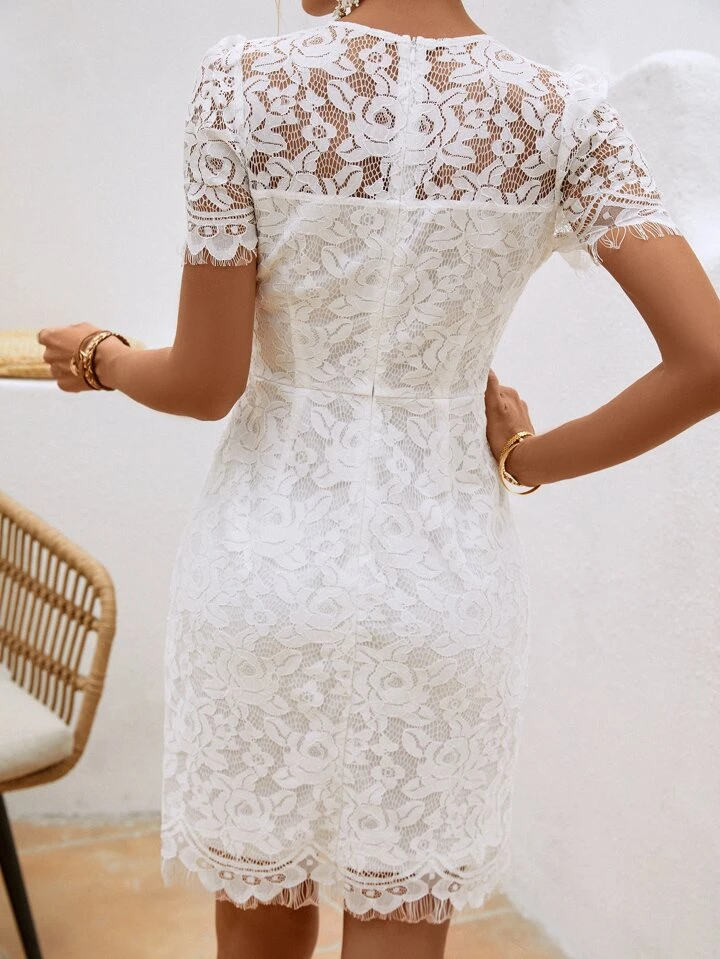 Fitted White Lace Dress