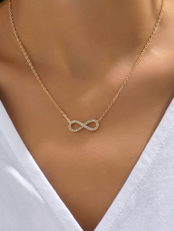 1pc Cubic Zirconia Infinity Symbol Charm Necklace Copper Jewelry ...