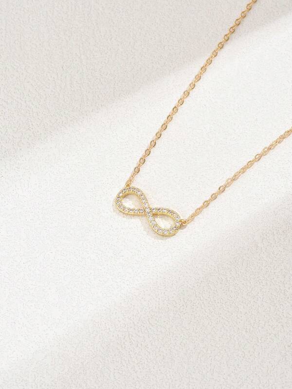 1pc Cubic Zirconia Infinity Symbol Charm Necklace Copper Jewelry ...