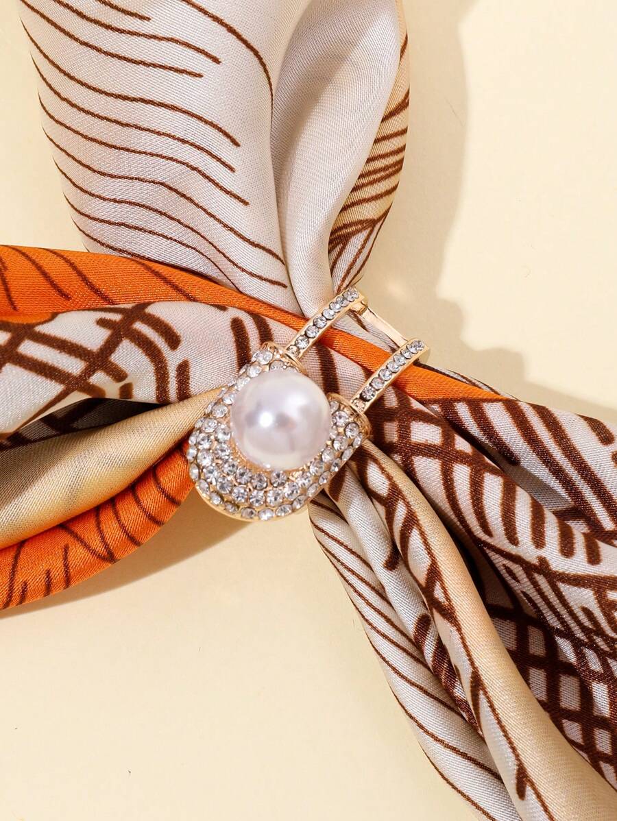 Rhinestone & Faux Pearl Decor Scarf Ring | SHEIN USA
