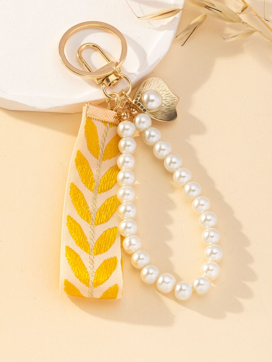 1pc Fashion Woven Pearl Decor Keychain | SHEIN USA