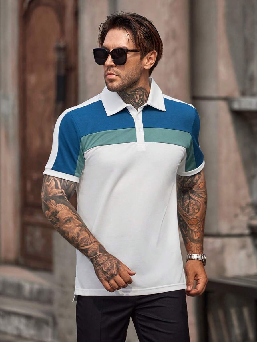 Men Color Block Polo Shirt | SHEIN USA