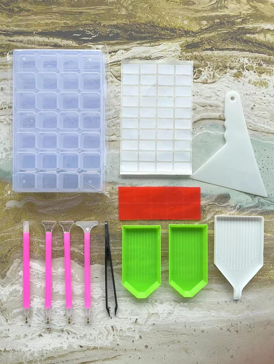 Diy Diamond Painting Tool Kit Storage Box And 21pcs Sewing Accessories ...