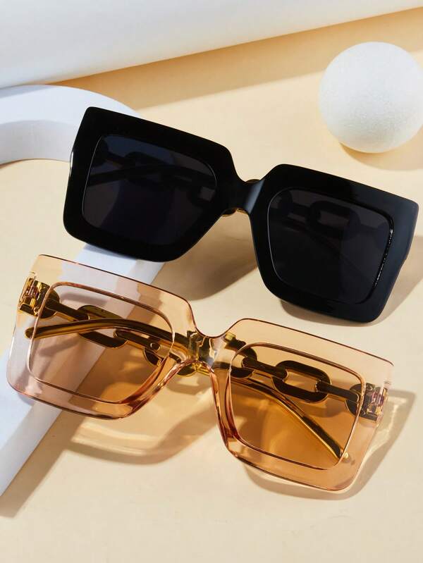 2pairs Square Frame Fashion Glasses | SHEIN EUQS