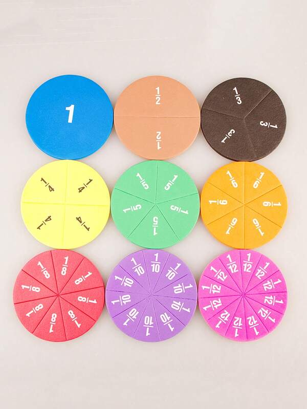 9pcs Solid Color Magnetic Fraction Disk, Simple Multi-purpose Magnetic ...