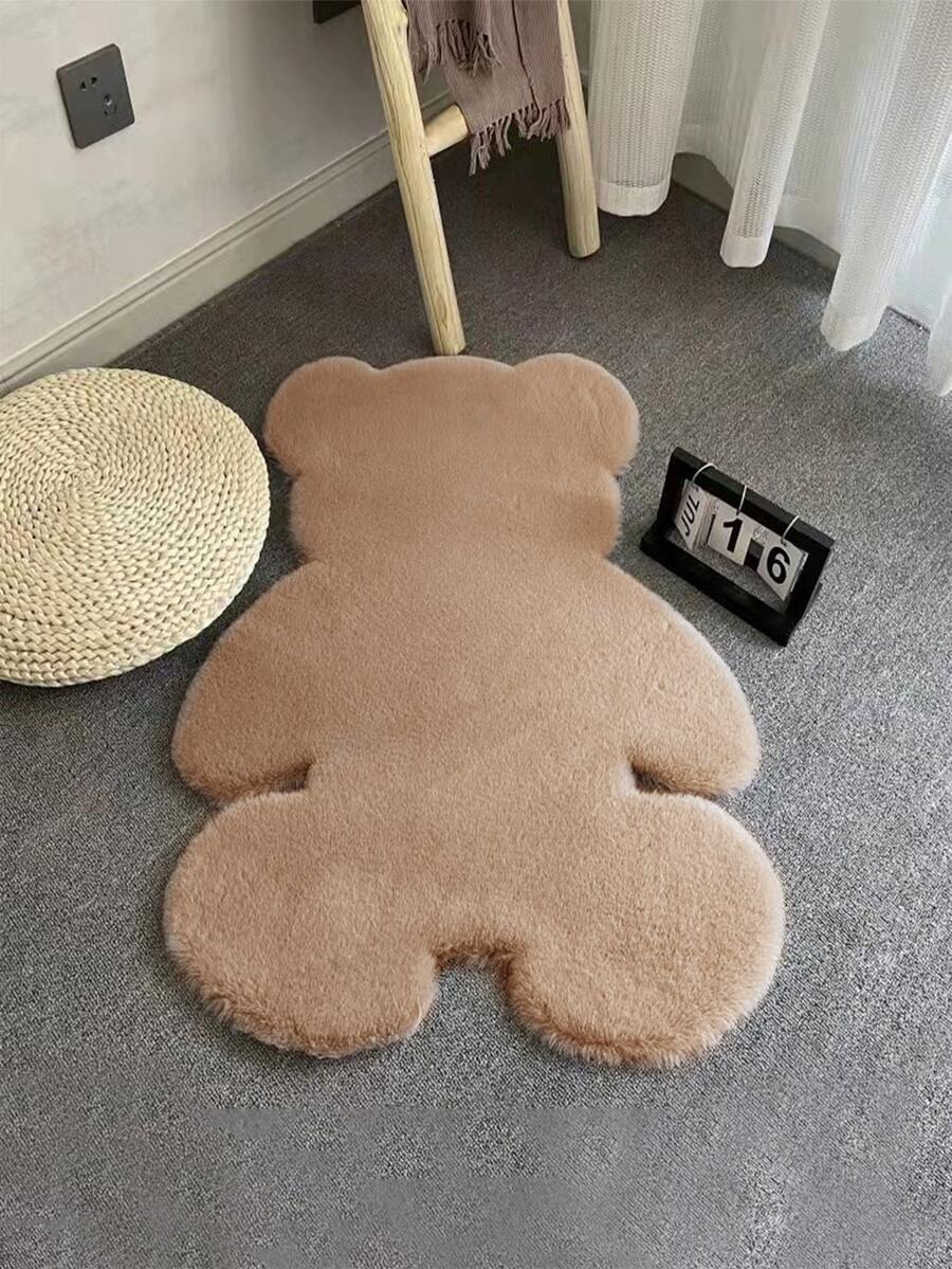 1pc Brown Rug, Modern Acrylic Bear Shaped Bedroom Rug For Indoor | SHEIN UK