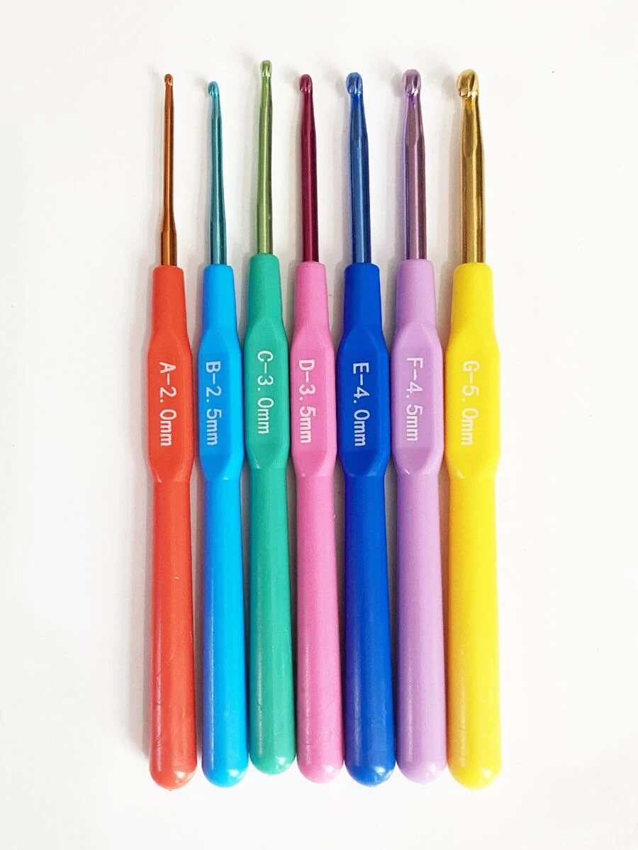 7pcs ABS Crochet Hook, Simple Mixed Color Number Pattern Crochet Hook ...