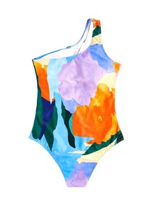 SHEIN Swim Vcay Plus Color Block One Shoulder One Piece Swimsuit ...