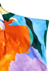 SHEIN Swim Vcay Plus Color Block One Shoulder One Piece Swimsuit ...