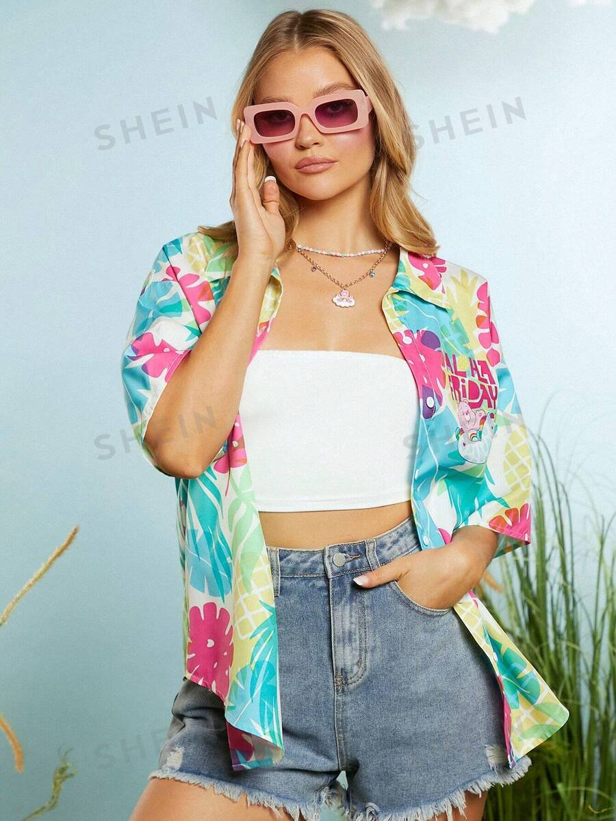 SHEIN X Care Bears Shirt mit Cartoon Grafik, Drop Shoulder | aktuelle ...