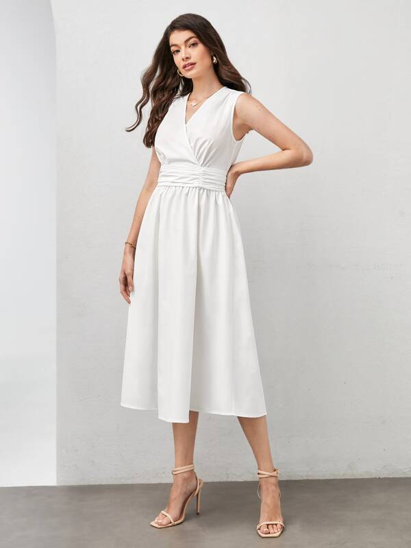 SHEIN BIZwear Solid Wrap Detail Dress Workwear | SHEIN UK