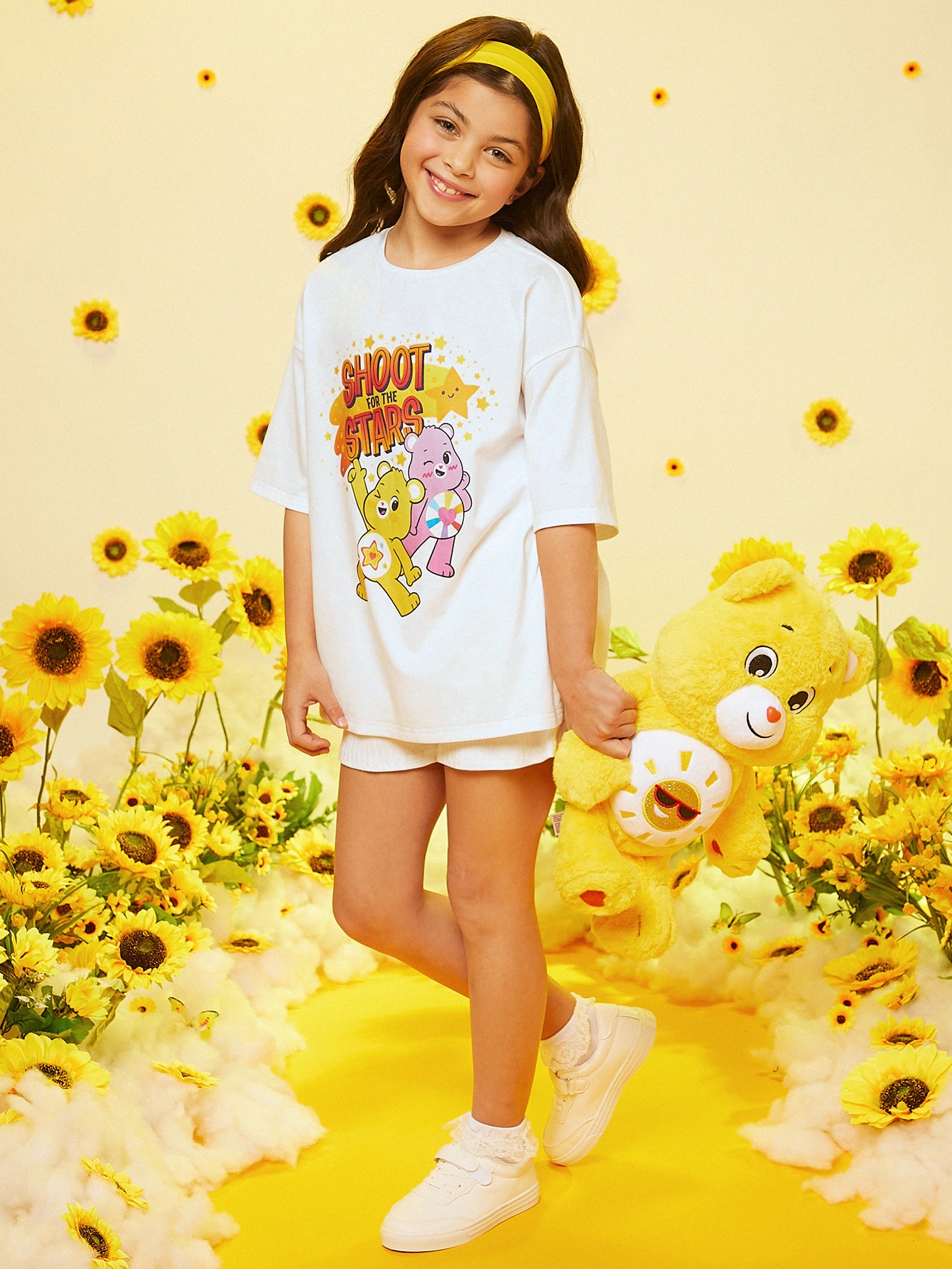 SHEIN X Care Bears SHEIN Kids QTFun Tween Girl Cartoon & Letter Graphic ...
