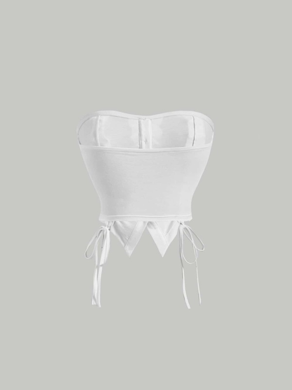 SHEIN MOD Button Front Drawstring Ruched Tube Top | SHEIN USA